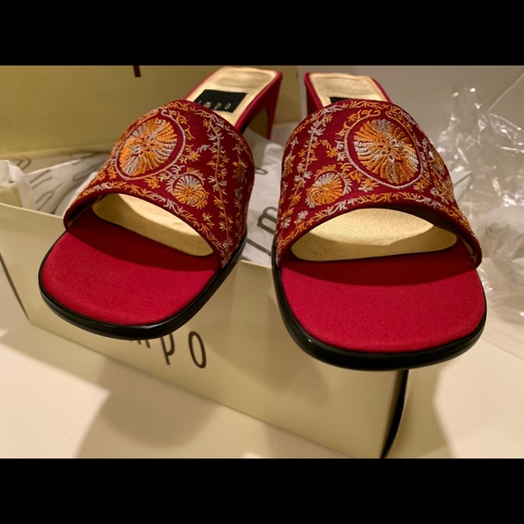 Impo | Shoes | Womens Impo Embroidered Red Mule Shoes | Poshmark